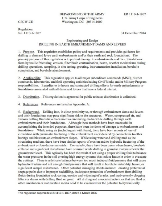 Drilling in Earth Embankment Dams and Levees (EM 1110-1-1807) - ASDSO ...