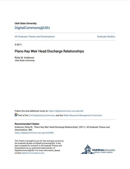 Piano Key Weir Head Discharge Relationships, Thesis by Ricky Anderson ...